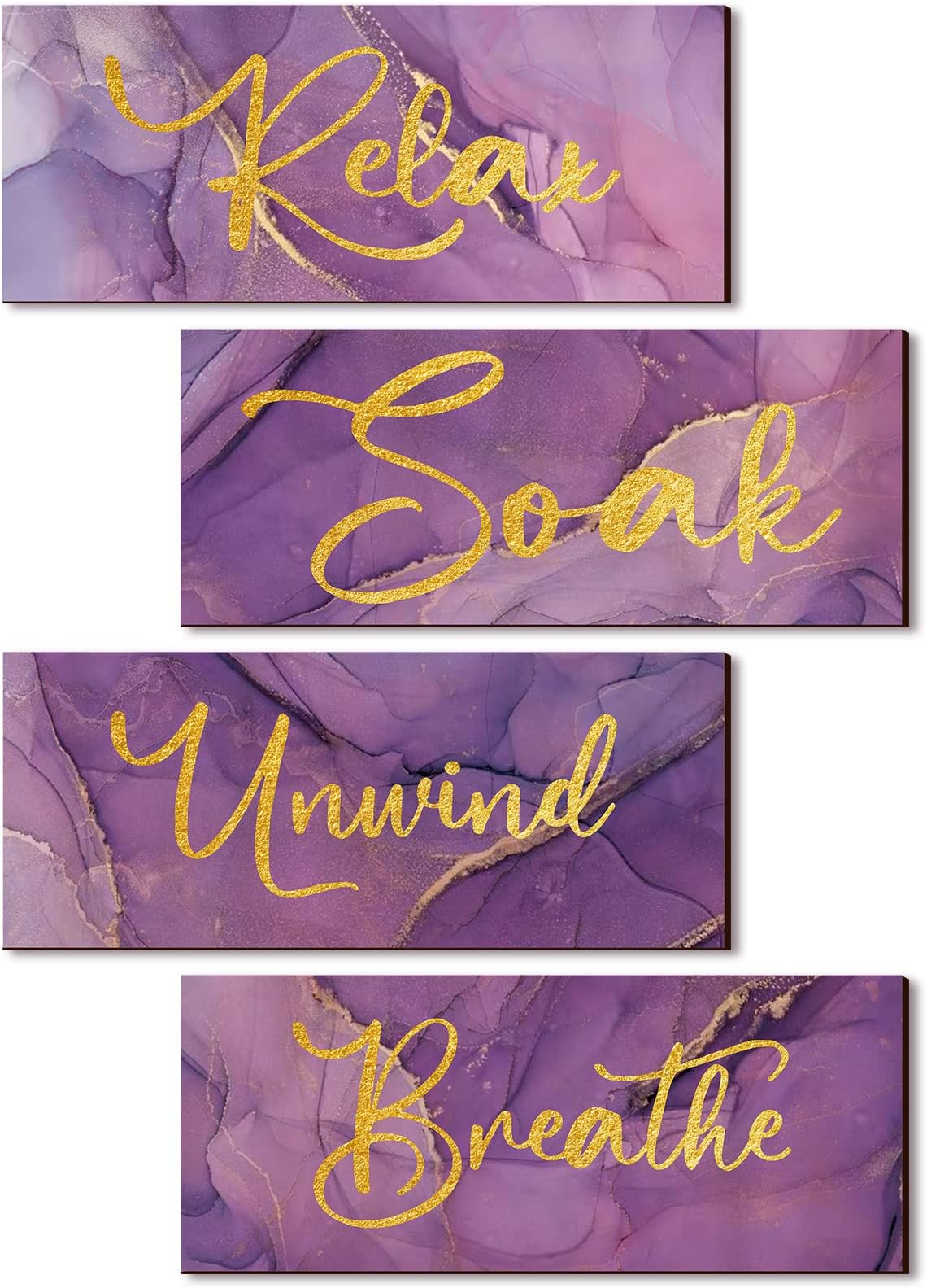 Amazon.com: 4 Pieces Blue Rose Bathroom Wall Decors Wall Art Wooden ...