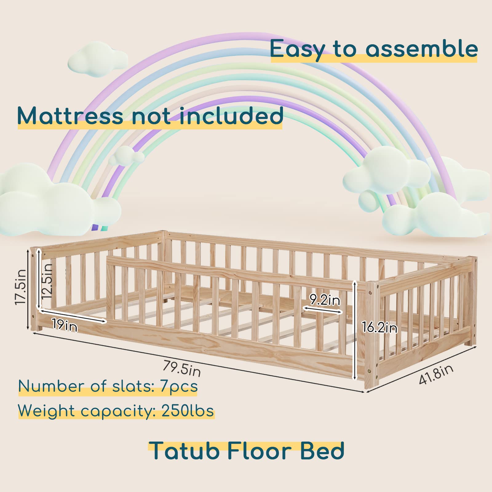 Snapklik.com : Tatub Twin Floor Bed