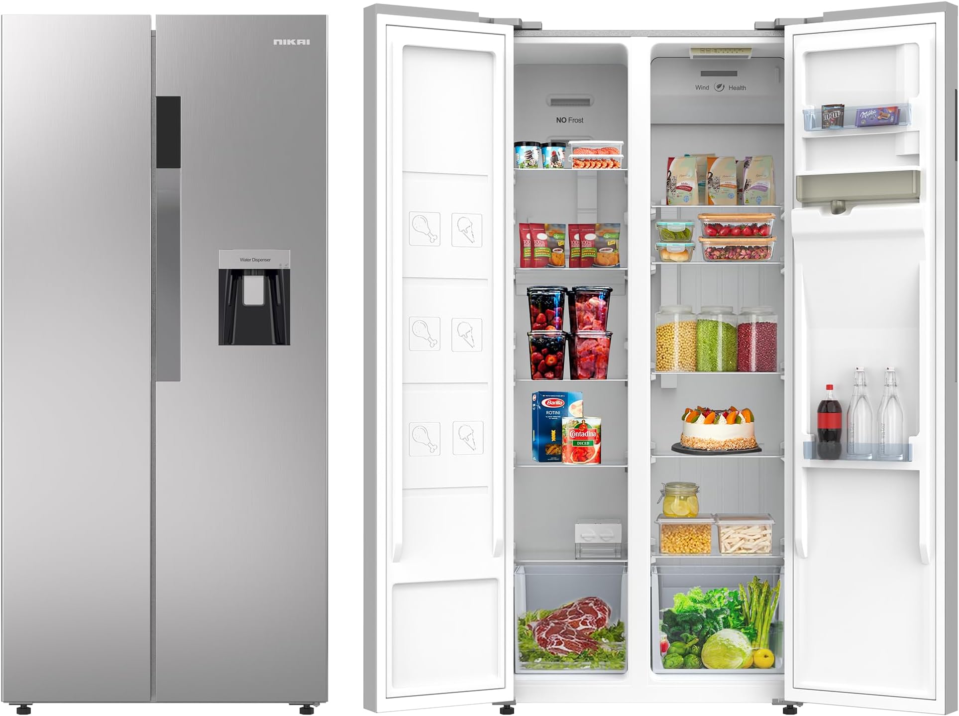 Nikai 750L Gross/410L Net, Side By Side Double Door Refrigerator With ...