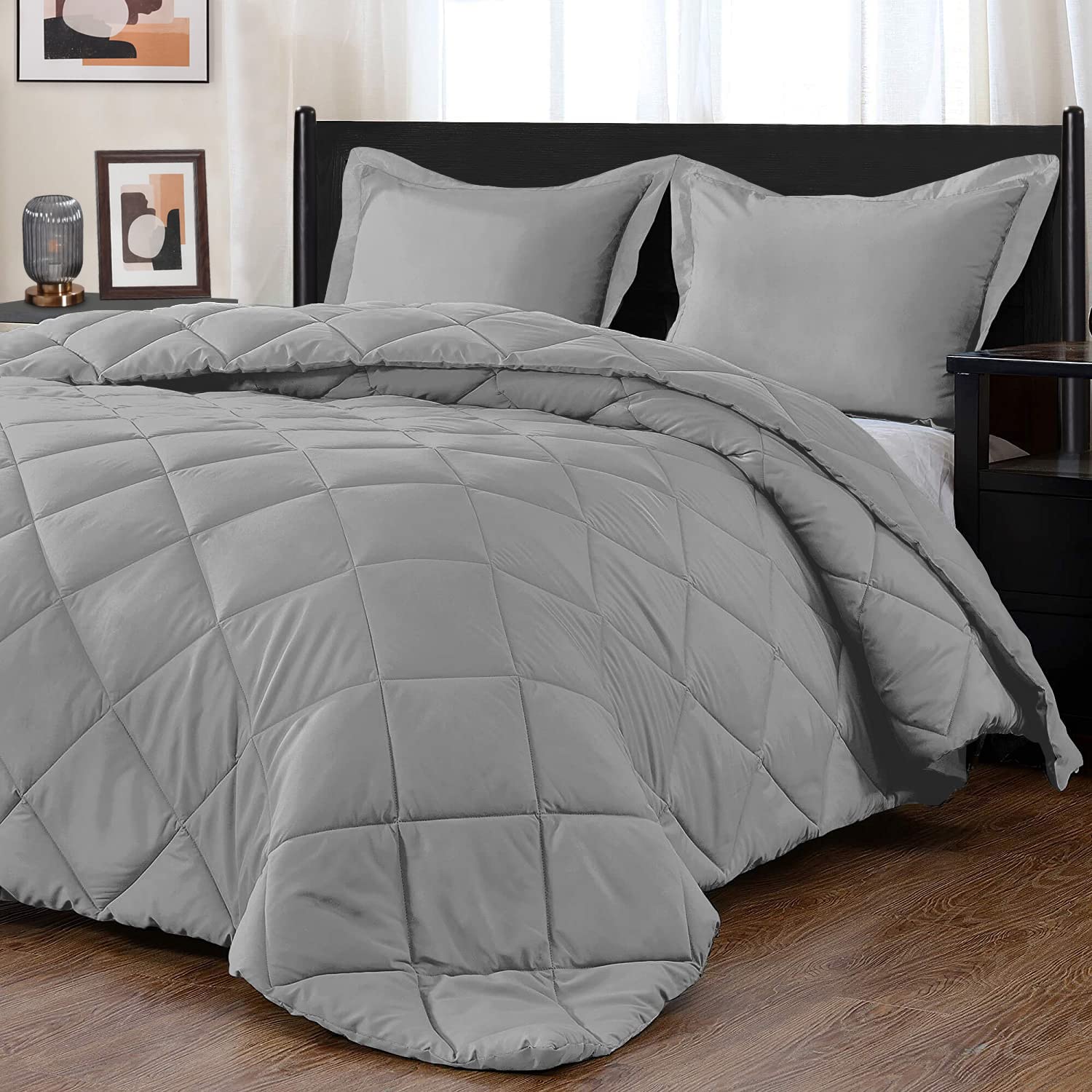 downluxe Solid Queen Bed Comforter Set - Lightweight Bedding Comforter ...