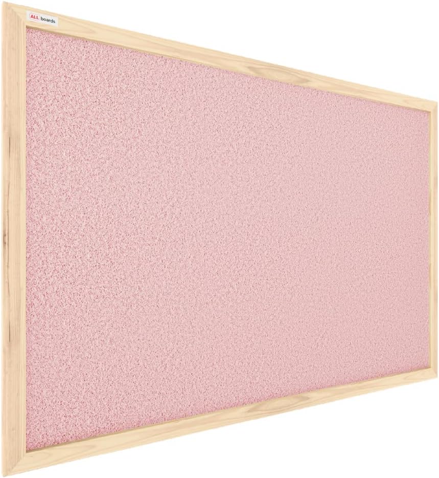 ALLboards Cork Board Pink Cork with Wooden Frame 90x60cm, Corkboard ...