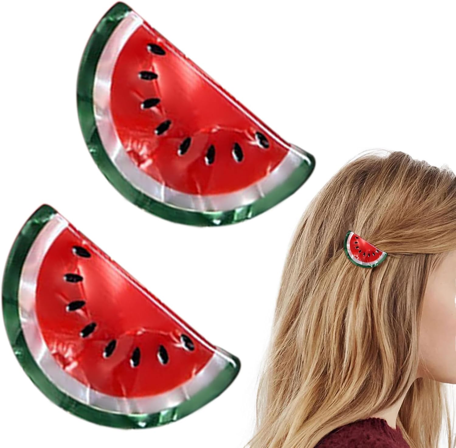 2 Pcs Cute Fruit Hair Clips - Acetic Acid Watermelon Hair Accessories ...