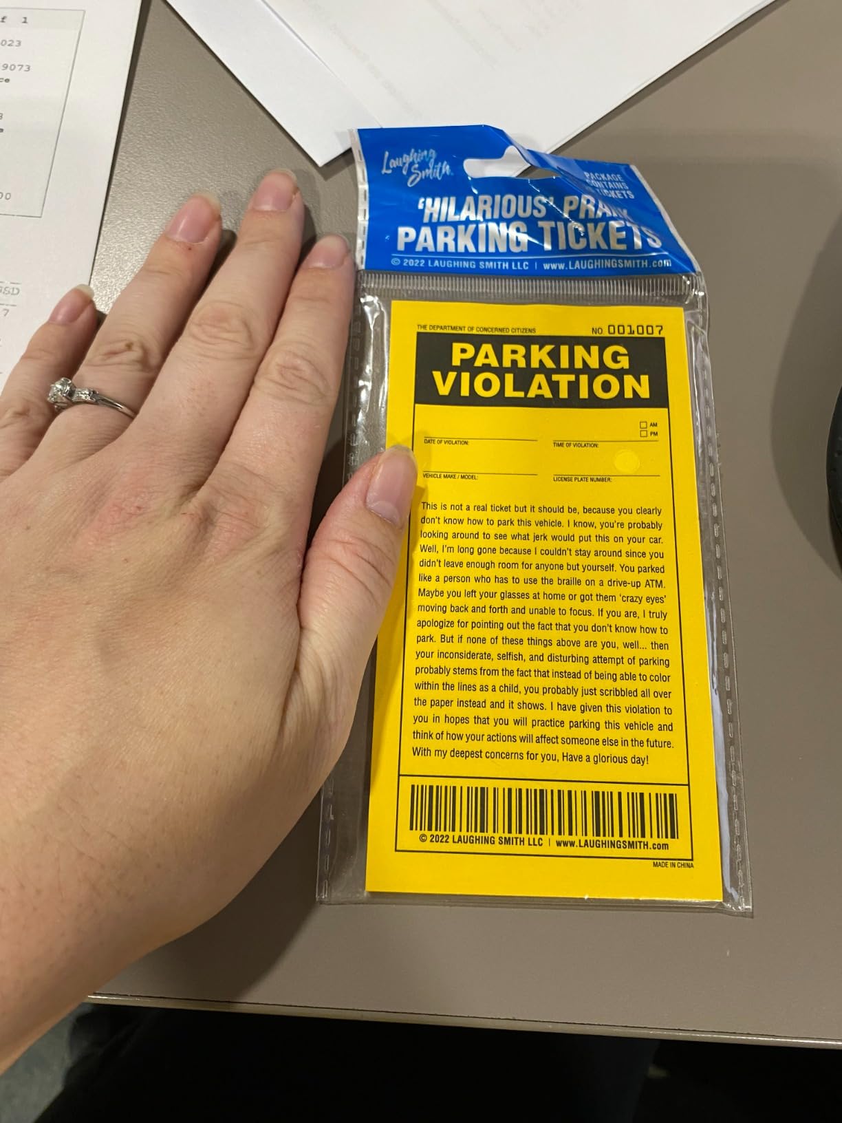 Amazon.com: Laughing Smith Prank Parking Tickets - Funny Fake Parking ...