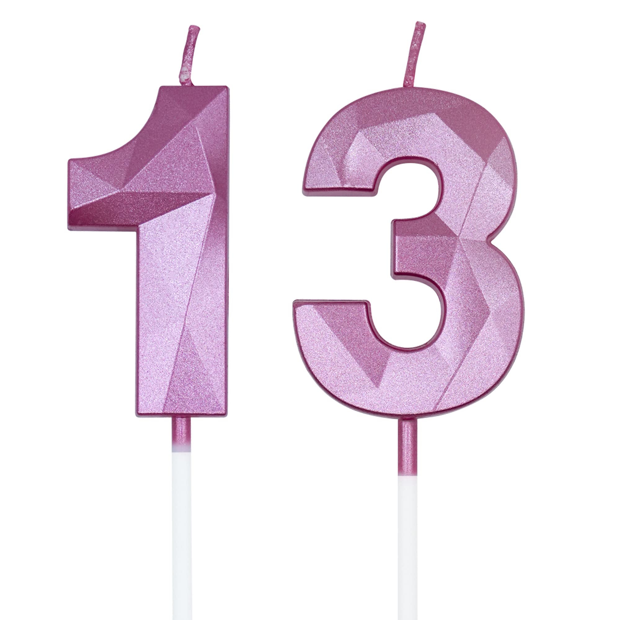 Amazon.com: 13th & 31st Birthday Candles for Cake, Pink Number 13 31 3D ...