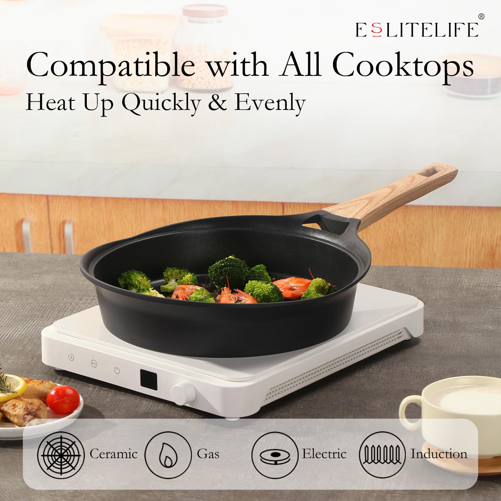 Snapklik.com : ESLITE LIFE Nonstick Deep Frying Pan Skillet