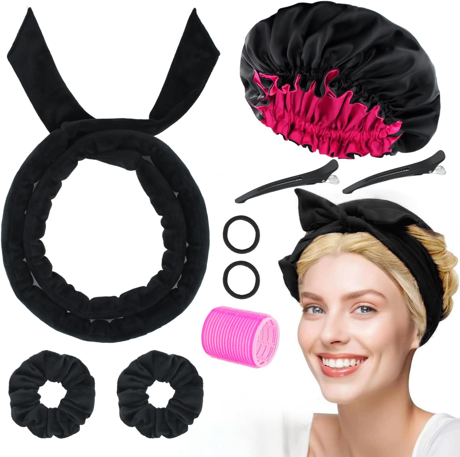 Amazon.com : Heatless Velvet Curling Rod Headband for Women's Long ...