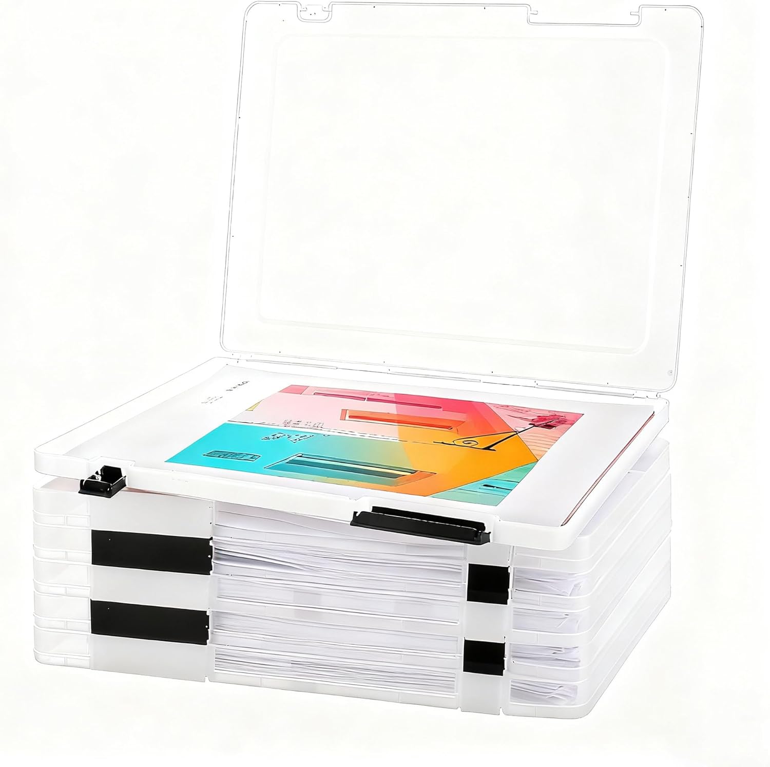 MUXHEL 6 PCS A4 File Box Plastic Clear Box Files A4 Storage Boxes with ...