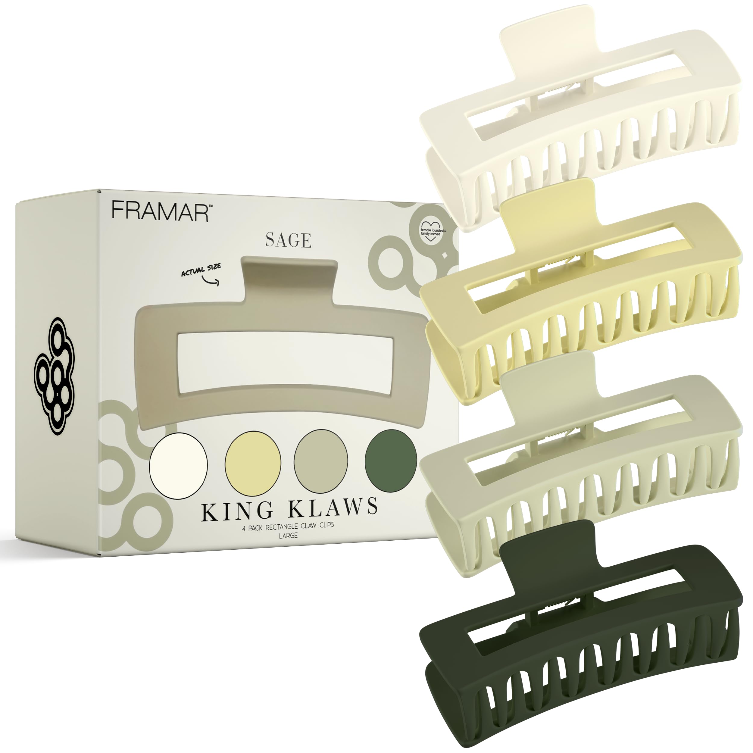 Amazon.com: FRAMAR Green Hair Clips For Women Thick Hair - Extra Large ...