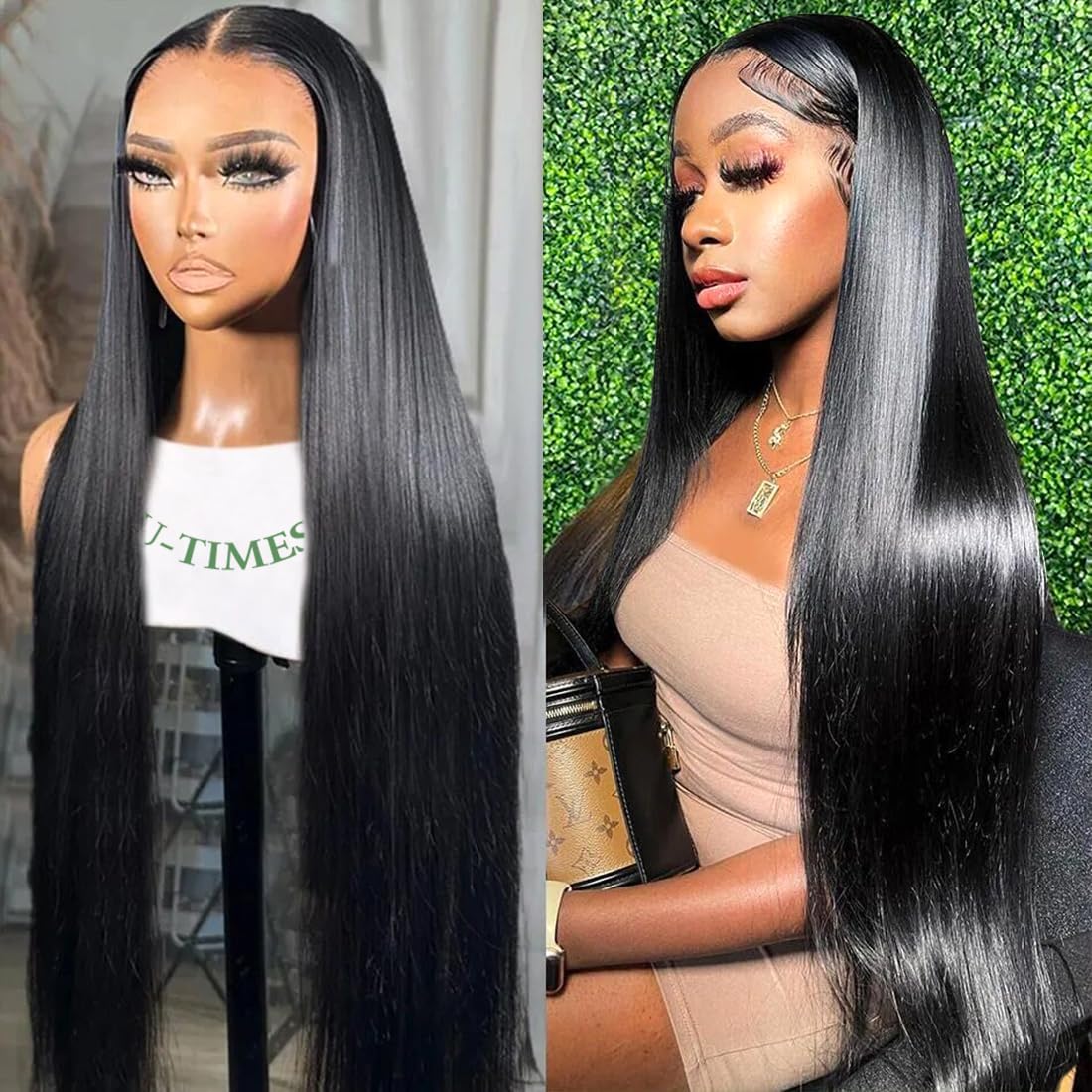 Amazon.com : Flady 28 inch Straight HD Lace Front Wigs Human Hair Pre ...
