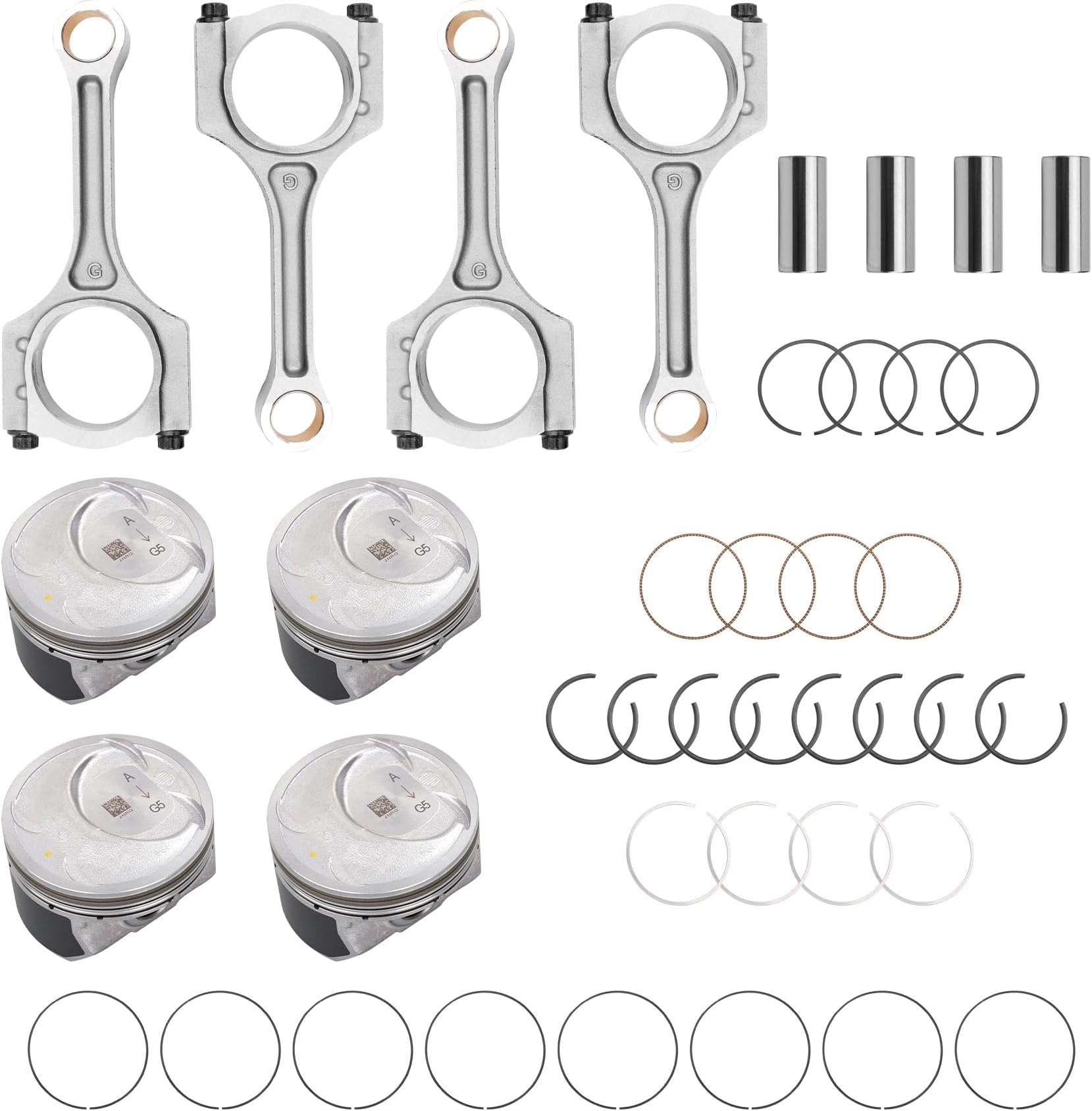 Amazon.com: 2.4L Engine Piston Kit With Connecting Rod Set, Compatible ...