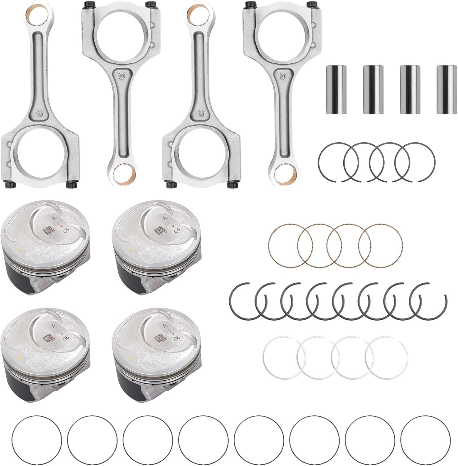 Amazon.com: 2.4L Engine Piston Kit With Connecting Rod Set, Compatible ...