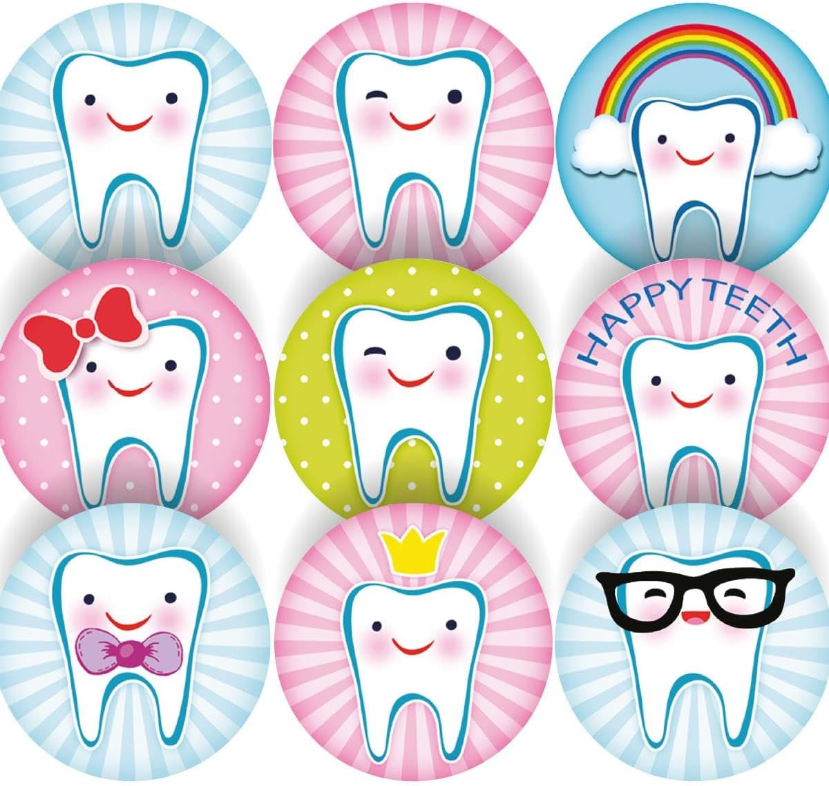 144 Happy Teeth 30mm School Reward Stickers for Teachers, Dentist ...