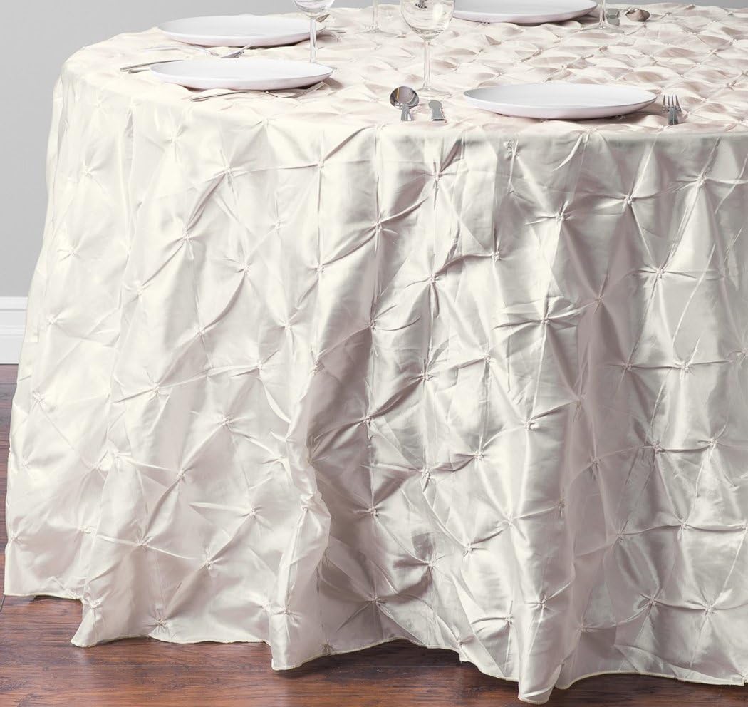 Amazon.com: LTC LINENS LinenTablecloth Round Pinwheel Tablecloth, Ivory ...