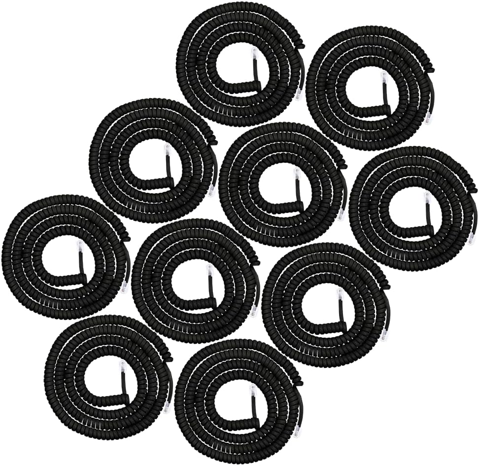 Power Gear Coiled Telephone Cord, 10 Pack, 12 Foot Phone Cord, Works ...