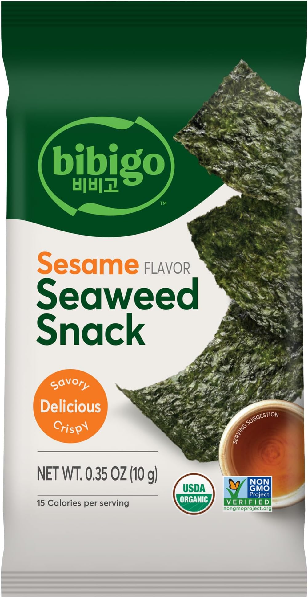 Amazon.com: bibigo Crispy Sesame Flavor Seaweed Snacks 0.35oz (1 bag ...