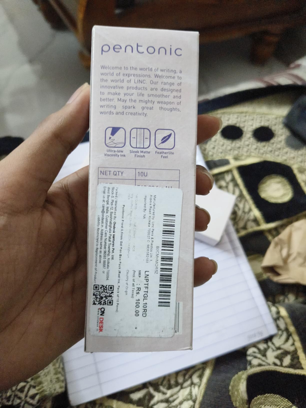 Pentonic Frost 0.6 mm Refillable Gel Pen | Pastel Pink Body | Red Ink ...