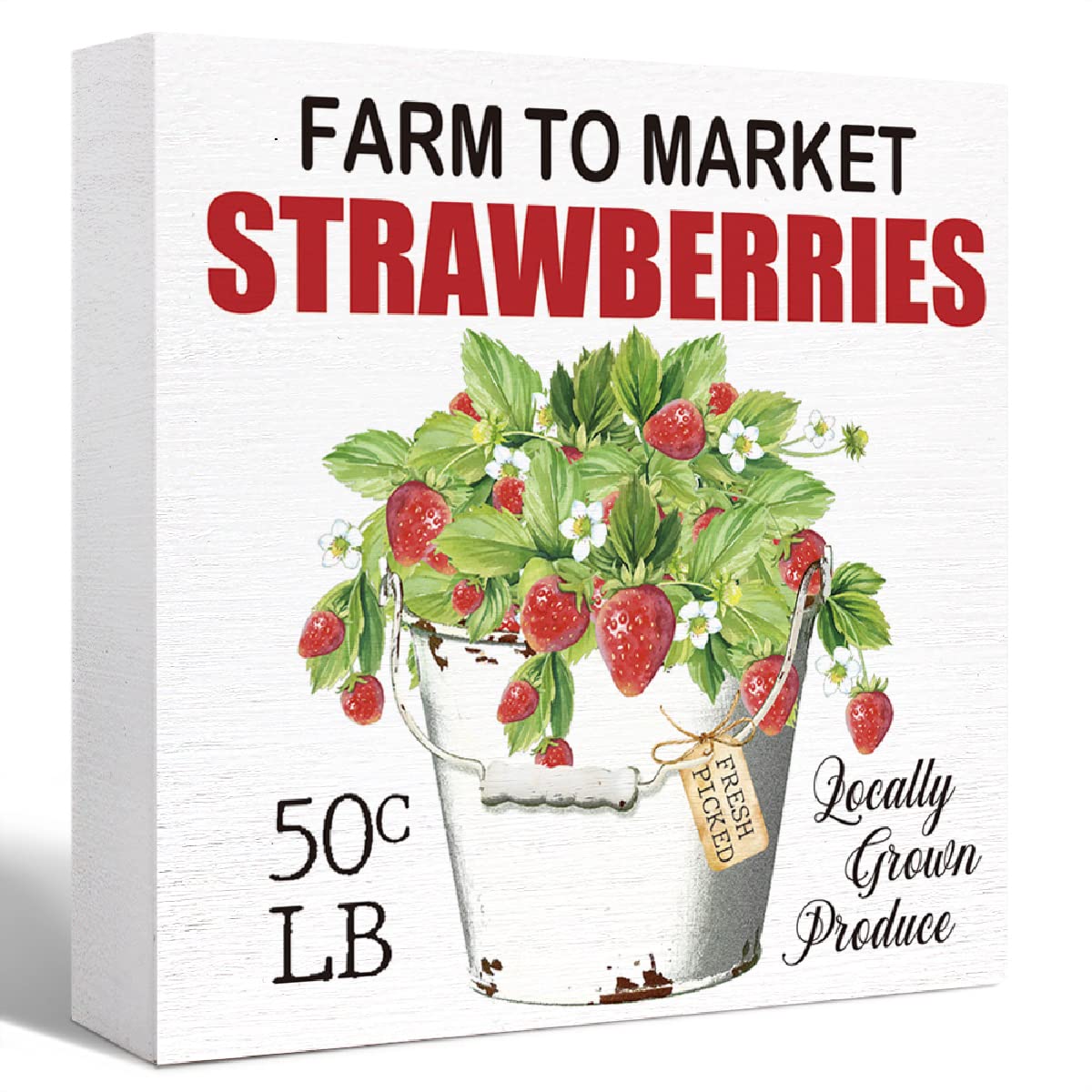 Amazon.com: Farm Fresh Strawberries Wood Box Sign Farm to Market ...