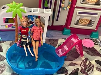 Amazon.com: Barbie Glam Pool and Slide with Chairs, Chandelier and ...