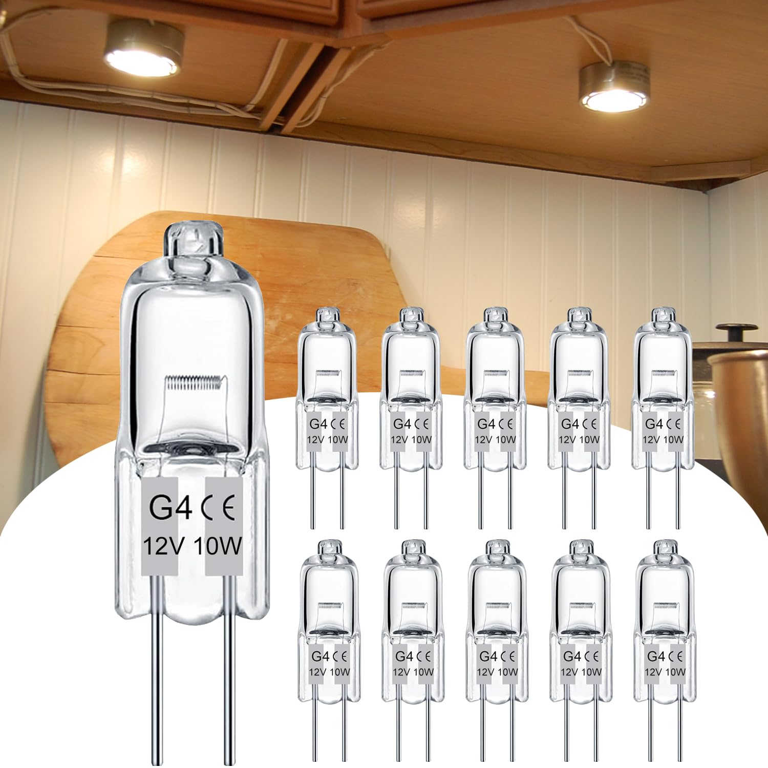 Nioclerce Halogen 10 Watt 12 Volt Light Bulbs 2 Pin G4 Base - 10PCS ...