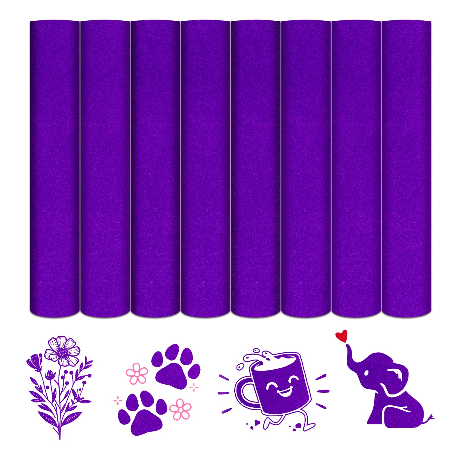 Amazon.com: HTVSTD Flocked Heat Transfer Vinyl -8 Sheets 12 * 10inches ...