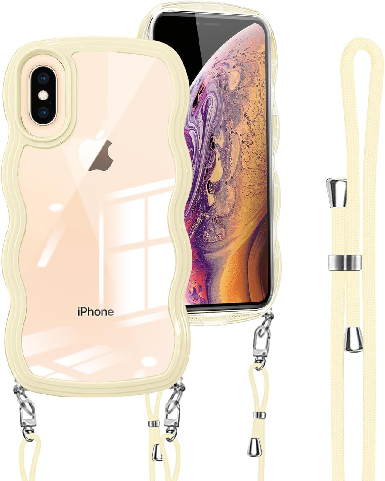 Amazon.co.jp: iPhone XS ケース クリア ショルダー iphoneX/XS カバー スマホケース 透明 TPU ストラップ付き 肩掛け 首掛け 紐付き 斜めがけ 可愛い ...
