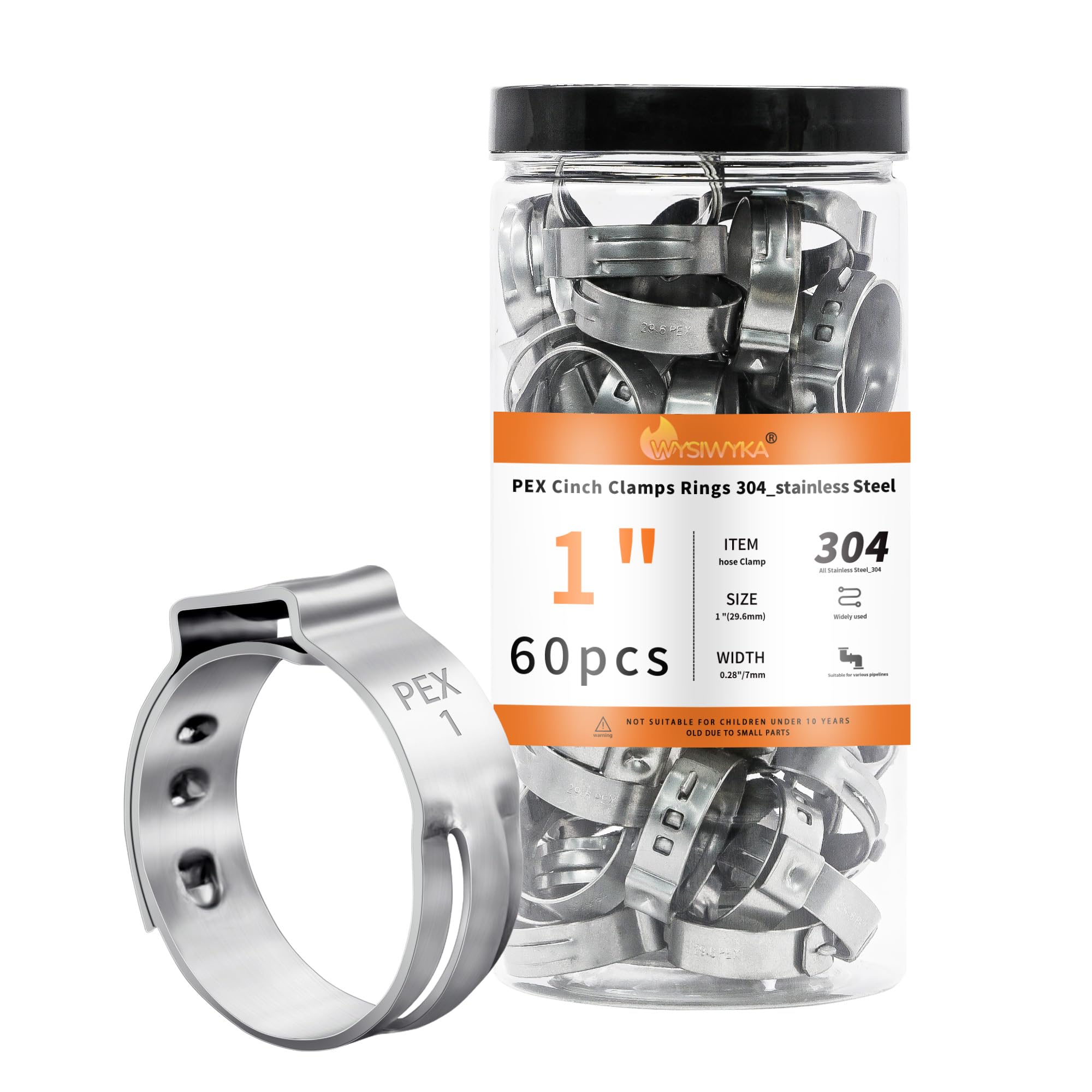 Snapklik.com : 60pcs 1 Inch PEX Cinch Clamps Rings, 304 Stainless Steel ...