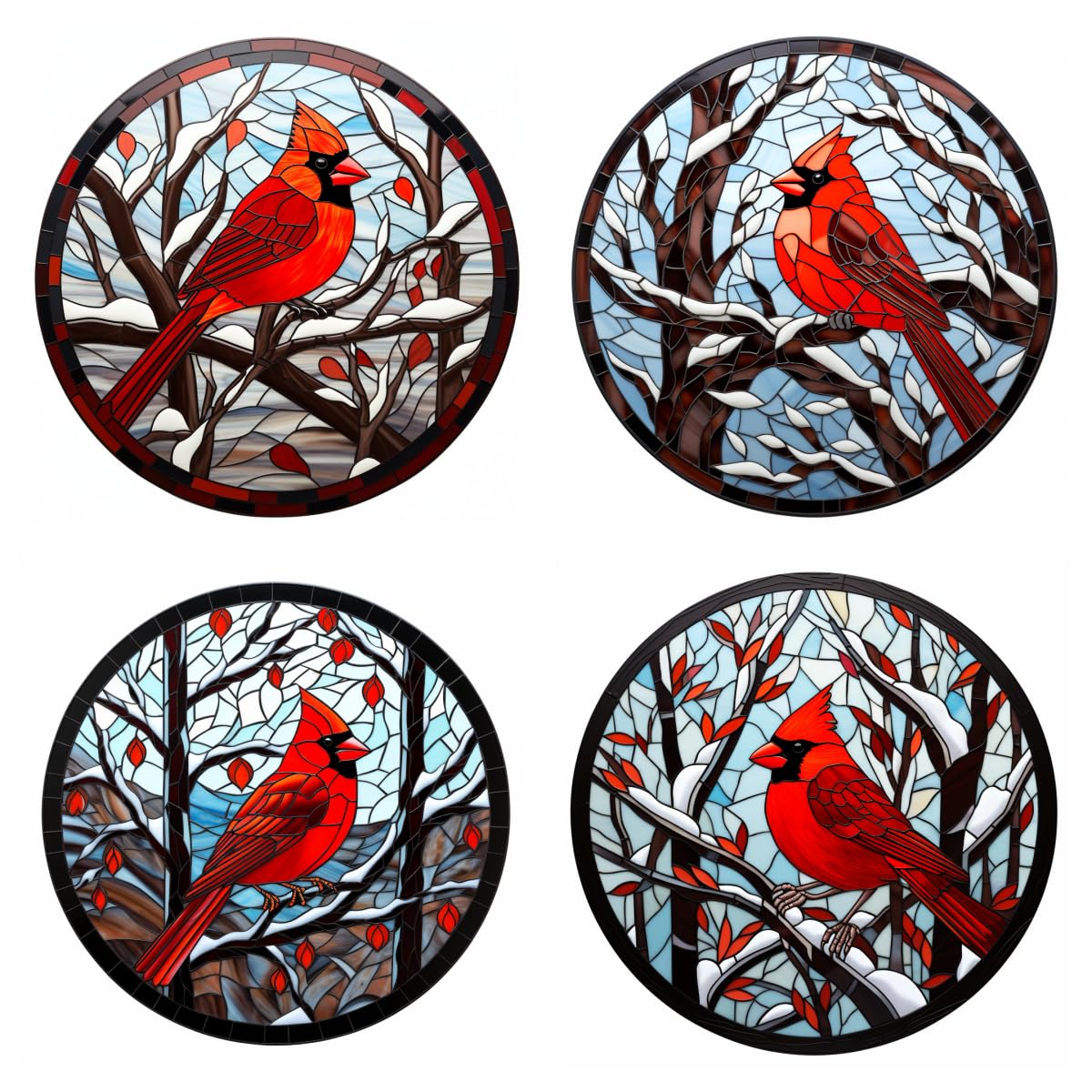 Amazon.com: 4 Pcs Red Northern Cardinal Ceramic Coasters for Drinks ...