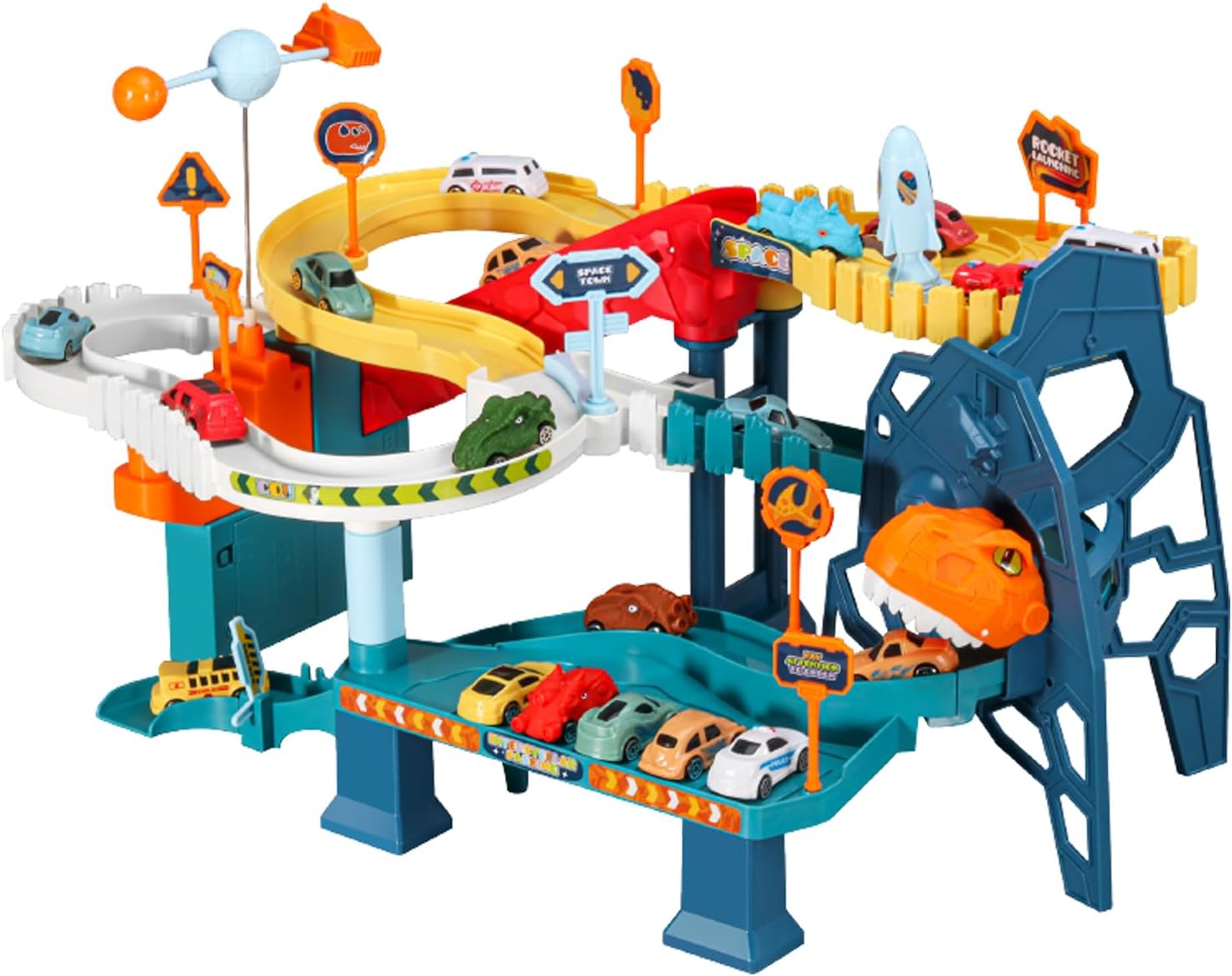 Kids Toy Car Ramp Track Dinosaur Race Track Car Adventure Race Play Set ...