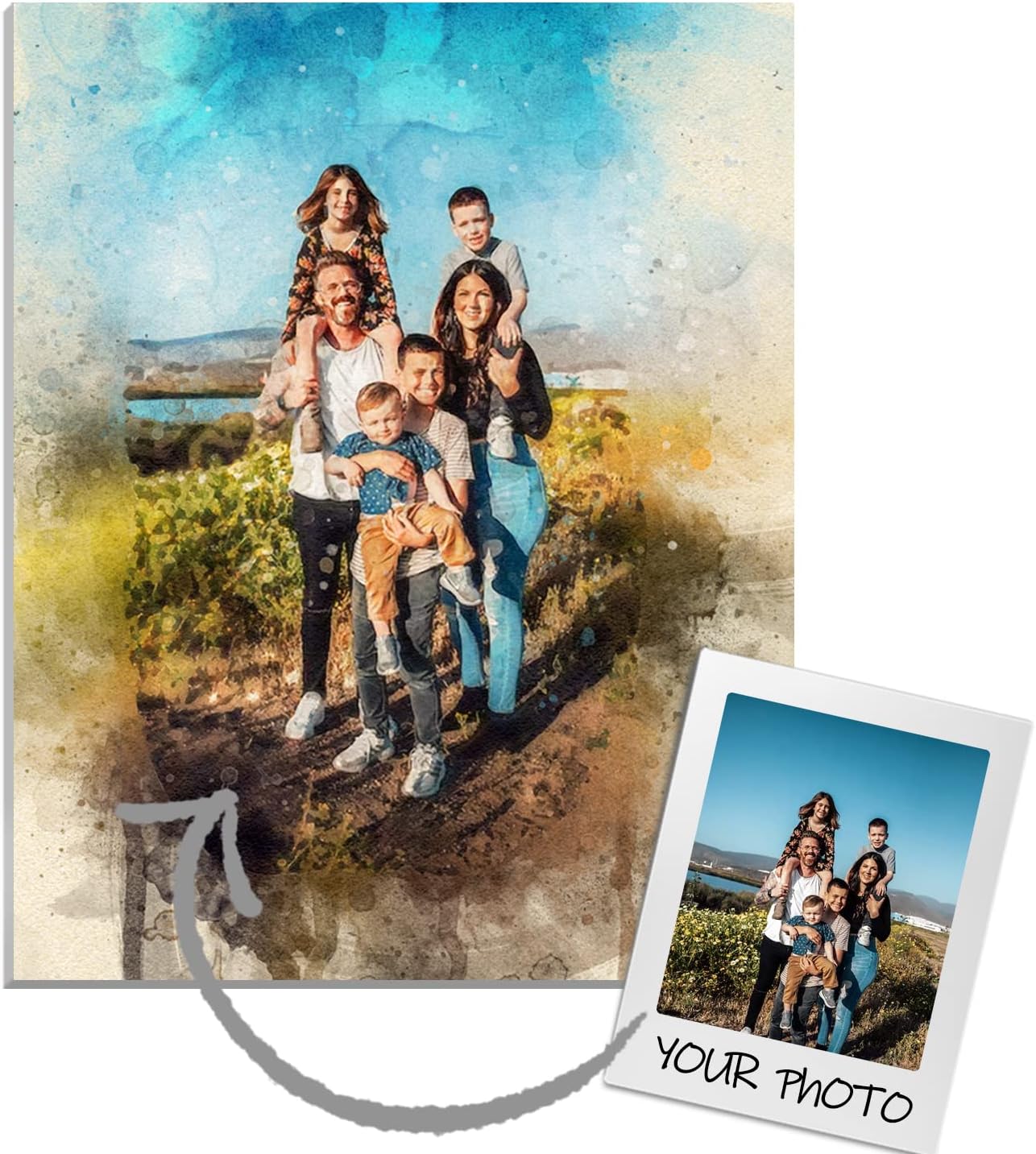 Amazon.com: ANSTANDING Personalized Family Portrait Watercolor Canvas ...