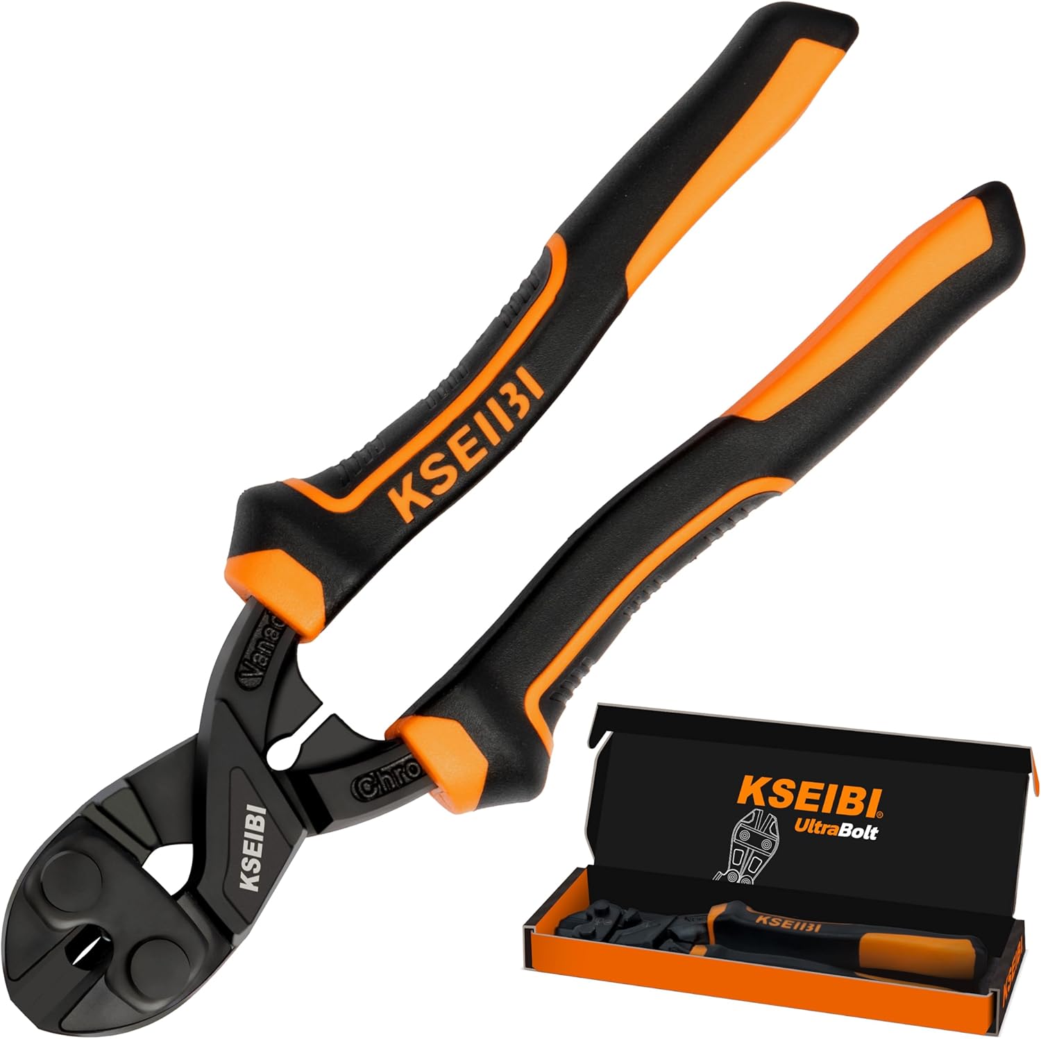 KSEIBI 8-Inch Mini Bolt Cutters Heavy Duty - Compact Bolt Cutter with ...