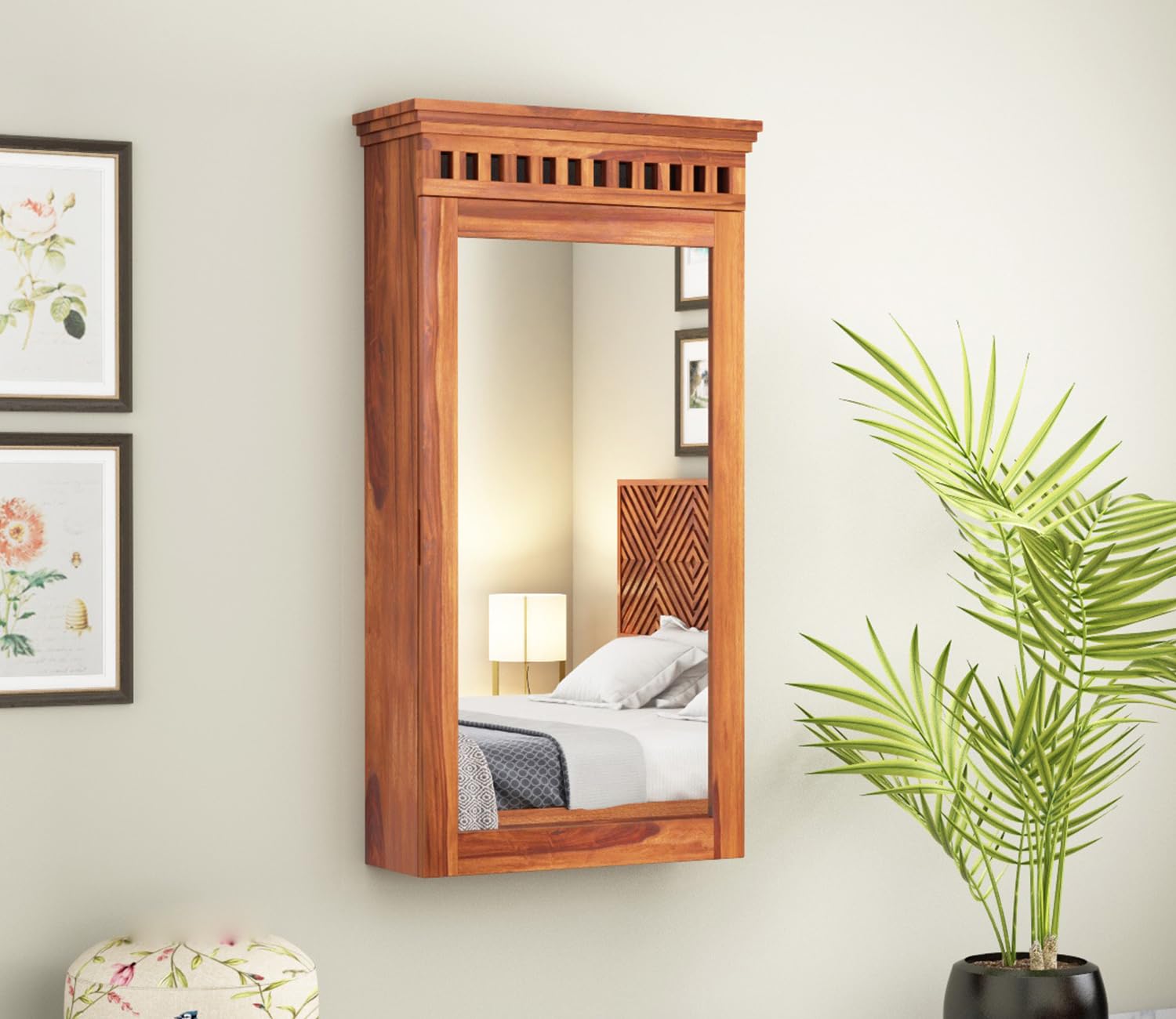 Wood Wall Mounted Dressing Table With Mirror