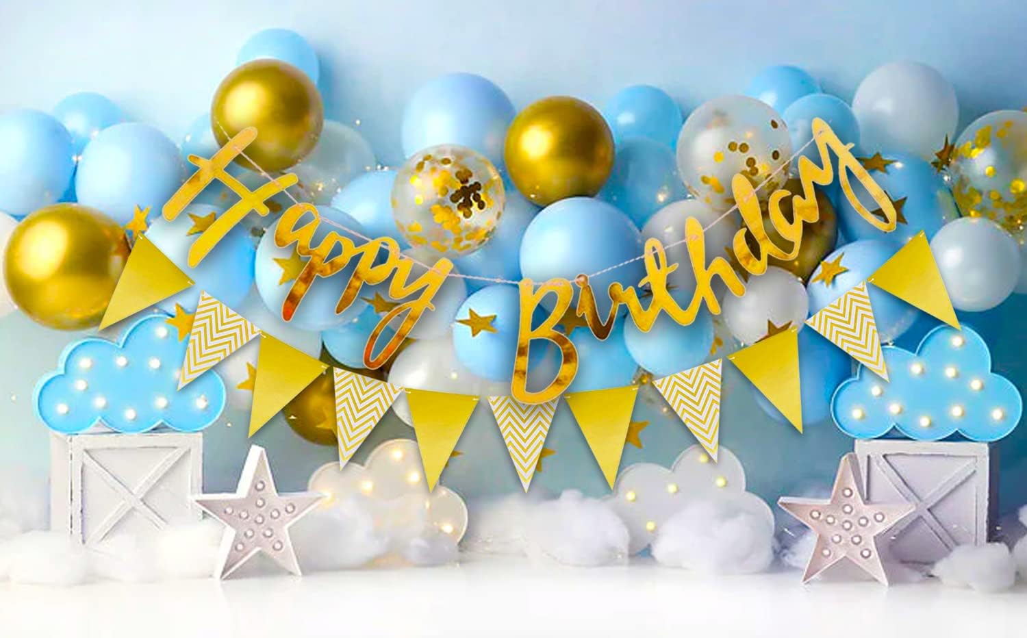 Party Propz Blue Birthday Decoration Items - Pack of 51 Happy Birthday ...