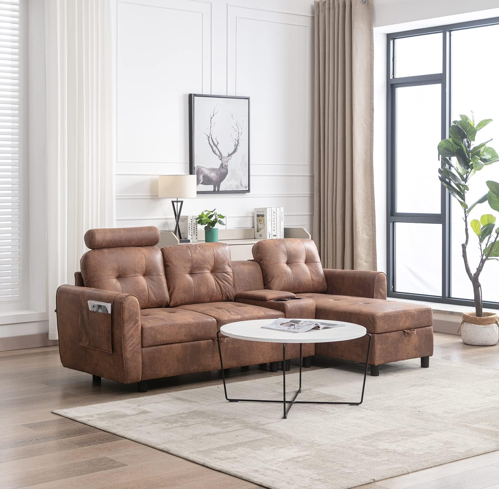 Amazon.com: KINFFICT Modern Velvet Sectional Sofa with Chaise, Comfy 3 ...