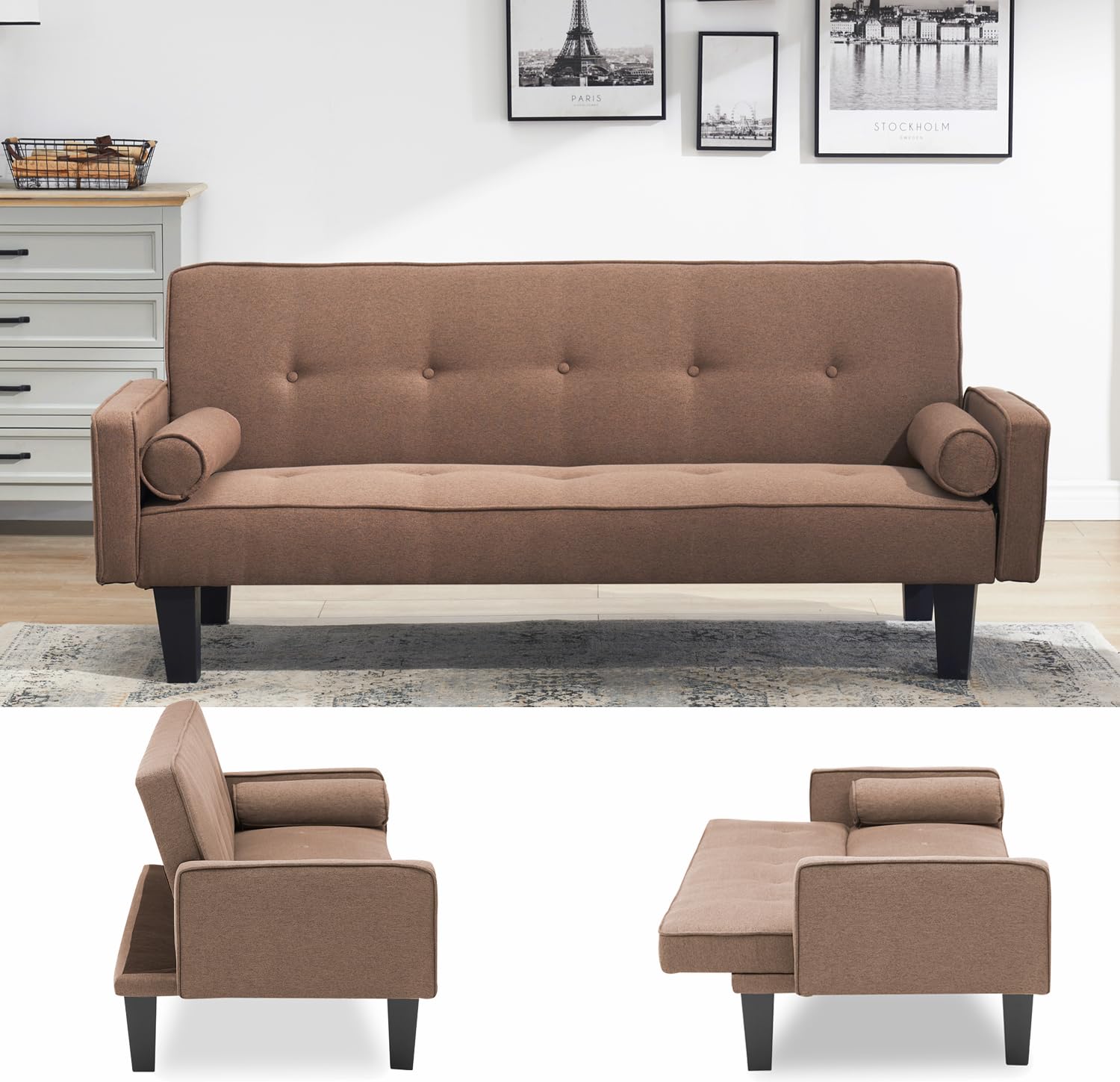 Amazon.com: Anwick 72”Futon Sofa Bed, Modern Convertible Futon Sleeper ...