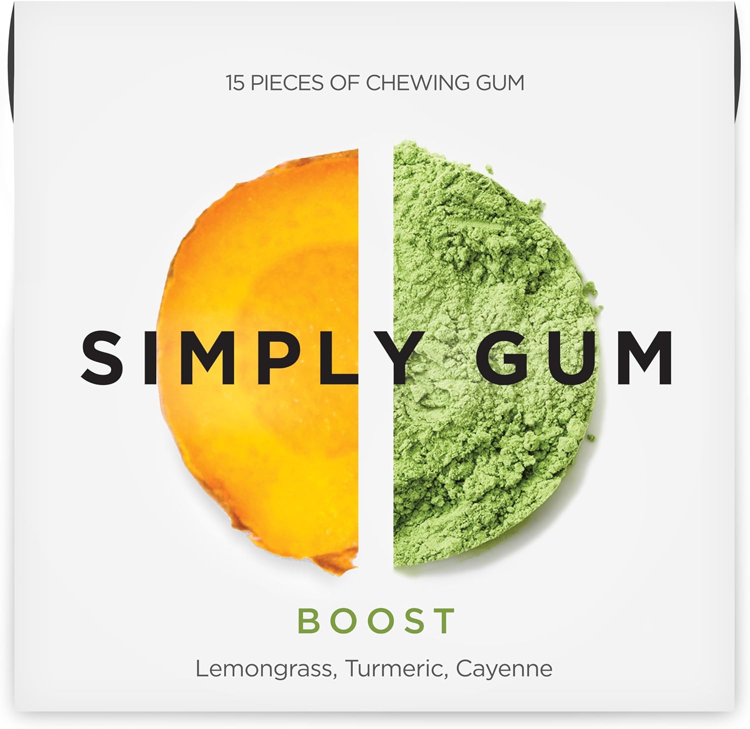Simply Gum | Boost with Lemongrass and Turmeric | Pack of Six (90 ...