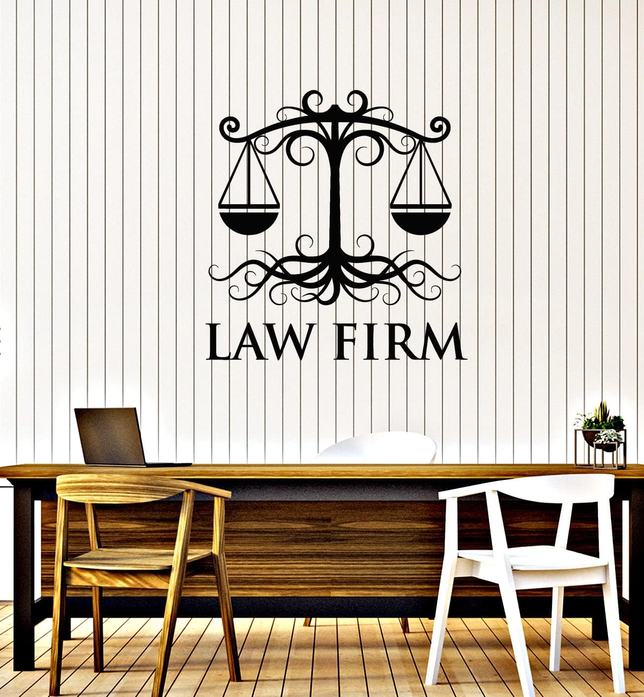 Amazon.com: Large Vinyl Wall Decal Law Firm Scales of Justice Office ...