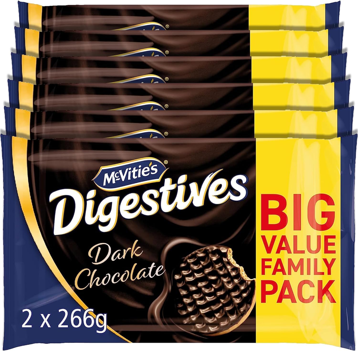 McVitie's Dark Chocolate Digestive Twin Pack, 2 x 266 g (Pack of 6 ...