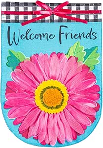 Amazon.com : Evergreen Flag Welcome Friends Daisy Burlap Spring Garden ...