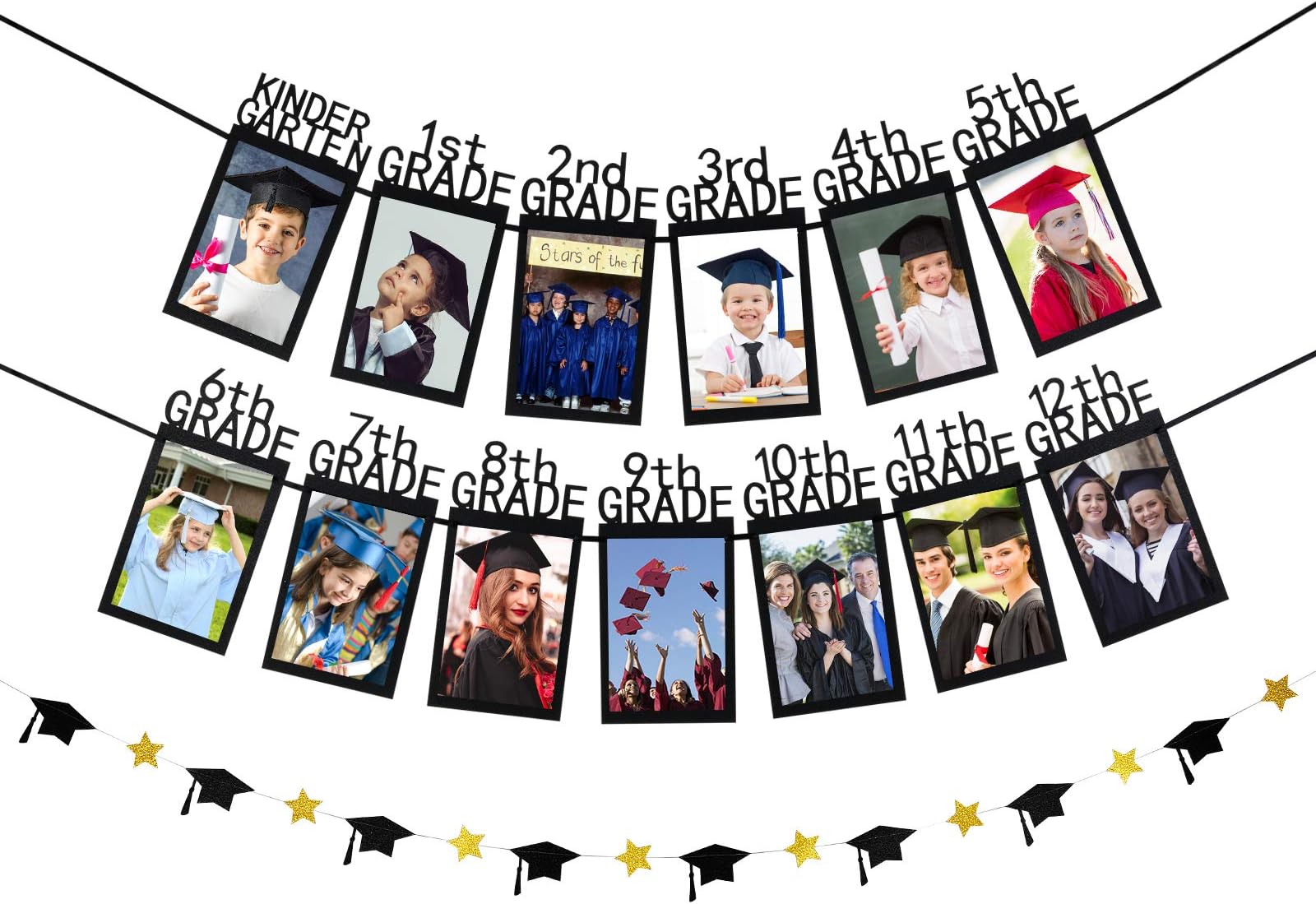 Amazon.com: Black Graduation Photo Banner K-12 Graduation Picture ...