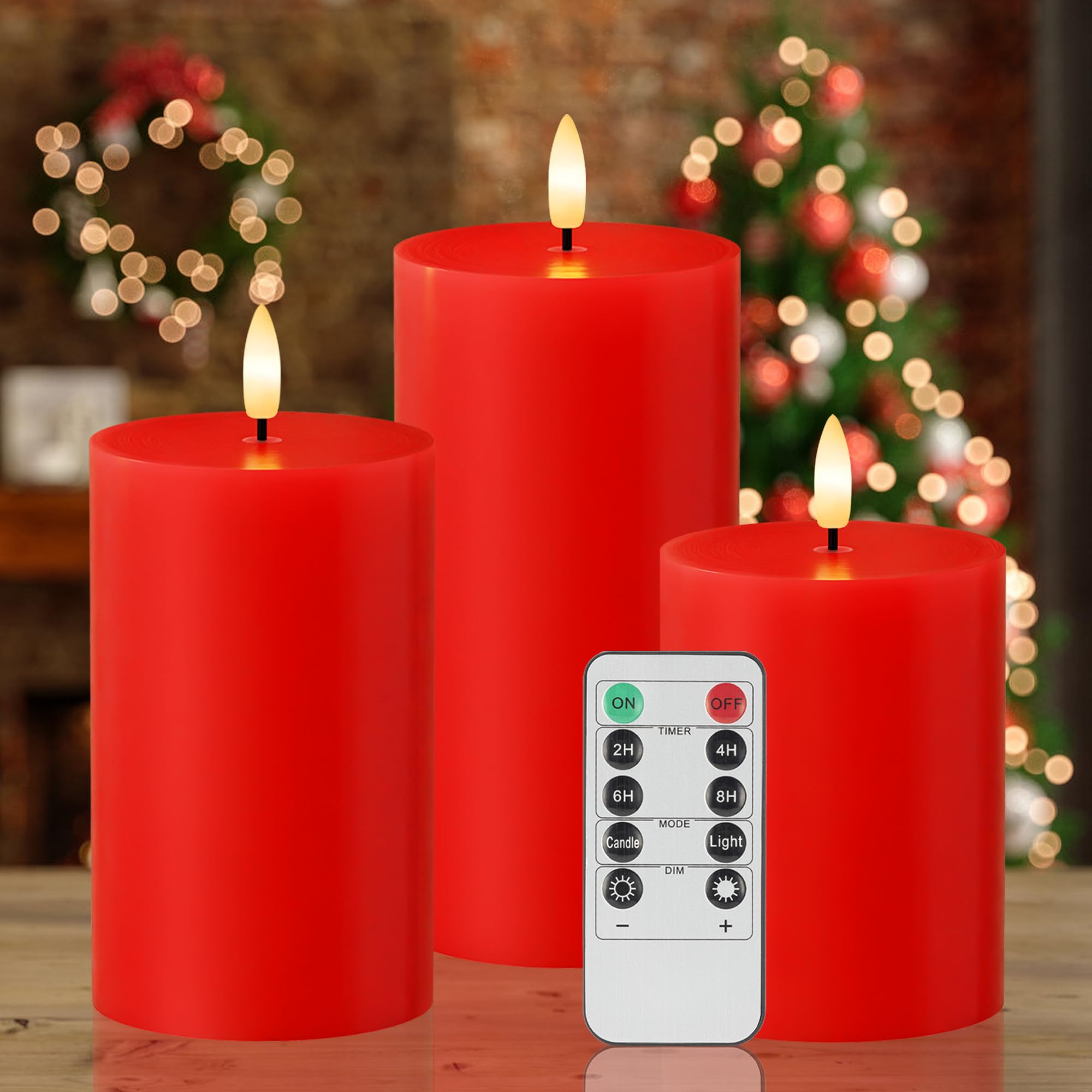 Amazon.com: AFINETH Red Flameless Candles with Remote, Real Wax Battery ...