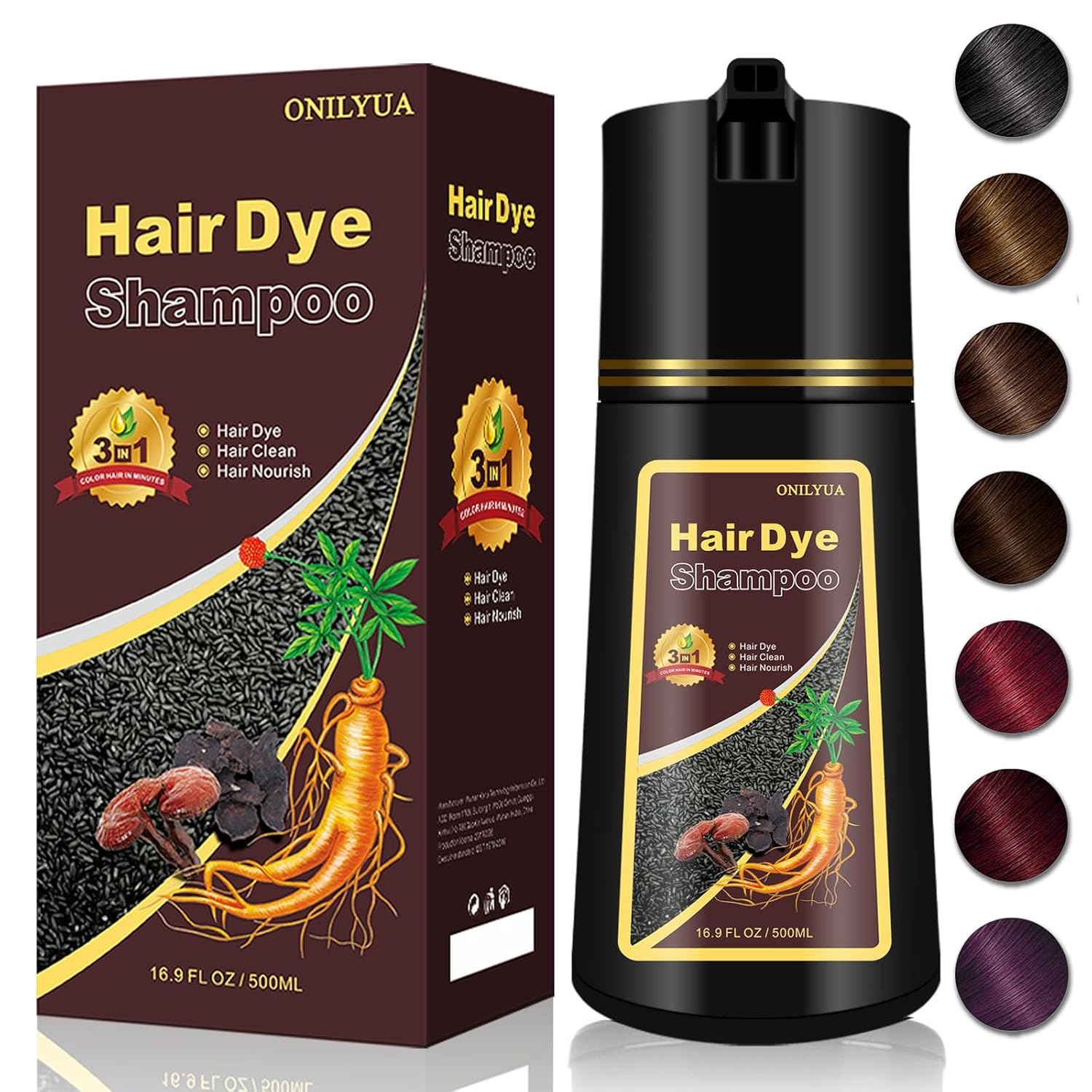 Amazon.com : Coffee Hair Dye Shampoo 3-in-1, Magic Hair Color Shampoo ...
