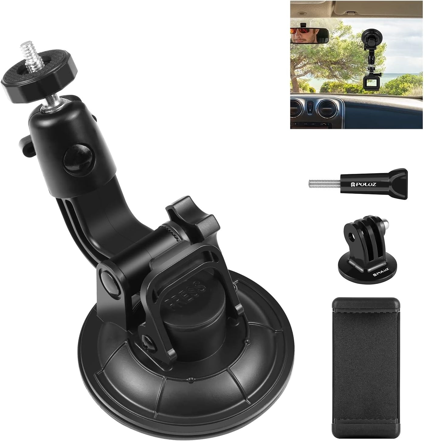 PULUZ Car Suction Cup Mount for GoPro/DJI Osmo Action Camera Vehicle ...
