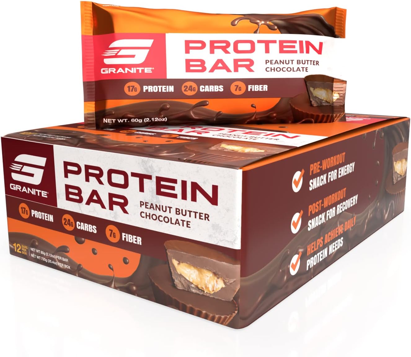 Amazon.com : Granite® Protein Bars - Box of 12 High Protein Bars ...
