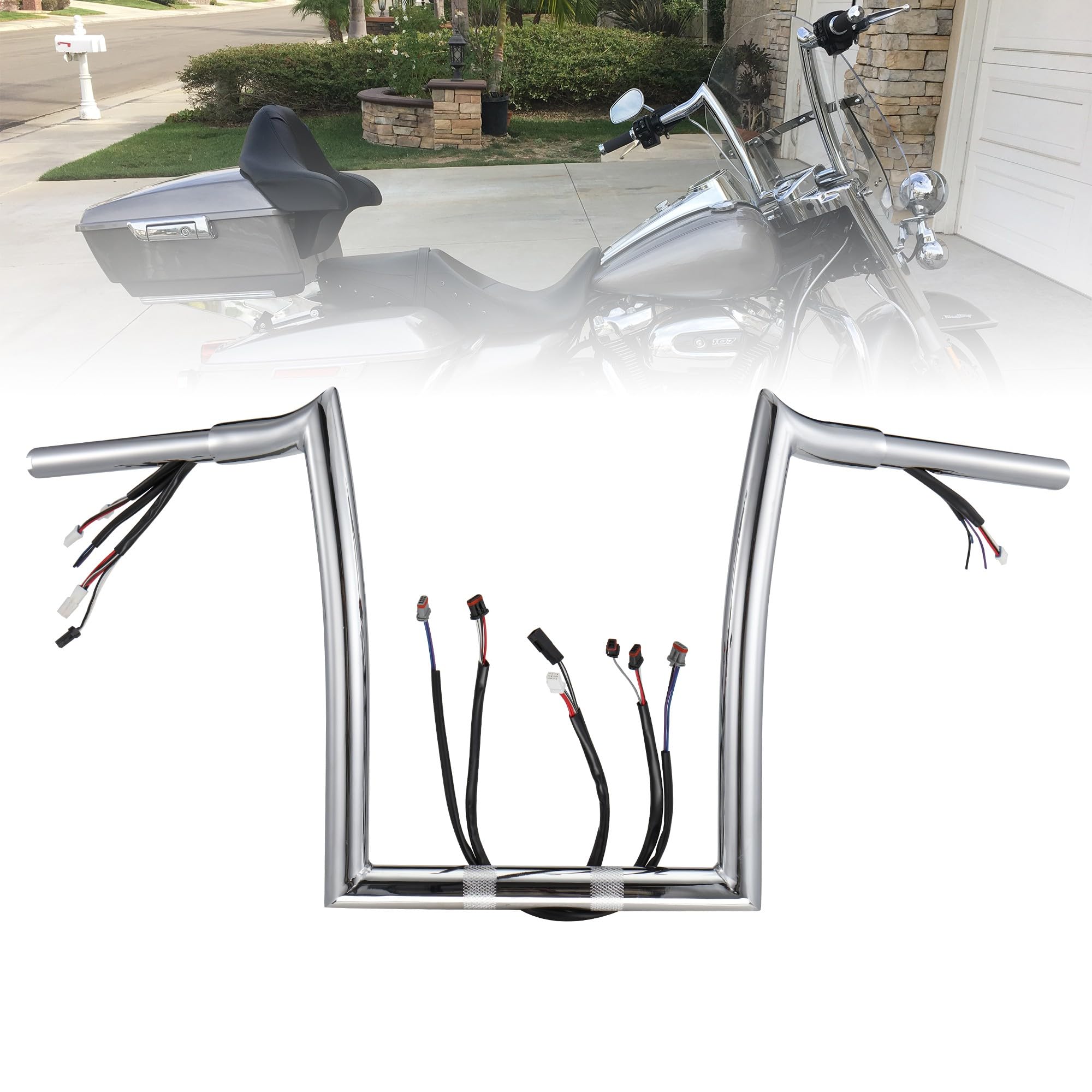 Amazon.com: TIGERSGATE PRE-WIRED 12" Rise Ape Hangers 1 1/4" Fat ...