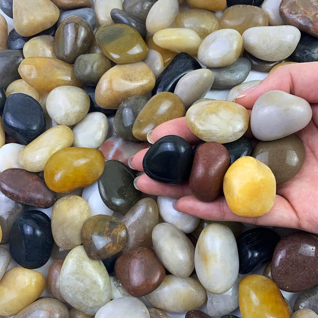 FANTIAN 10lbs Mixed Color River Rocks for Garden,20-30 mm Decorative ...
