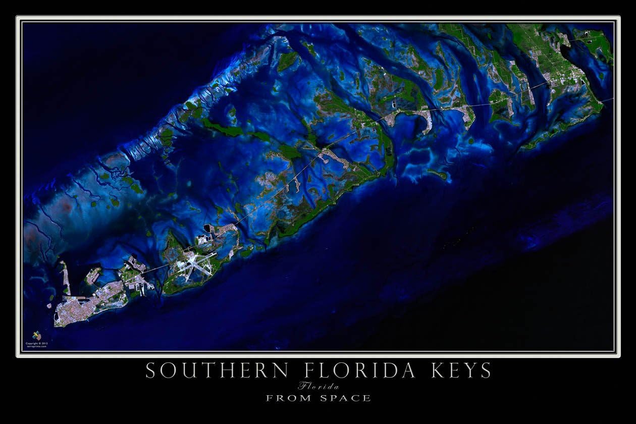 Amazon.com: Southern Florida Keys Satellite Poster Map : Everything Else