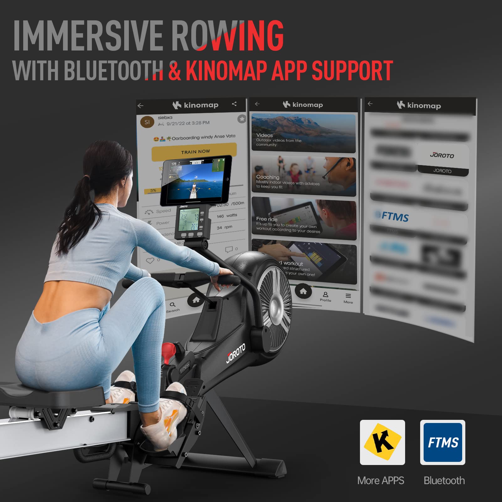 Snapklik.com : JOROTO Rowing Machine - Air & Magnetic Resistance Rowing ...