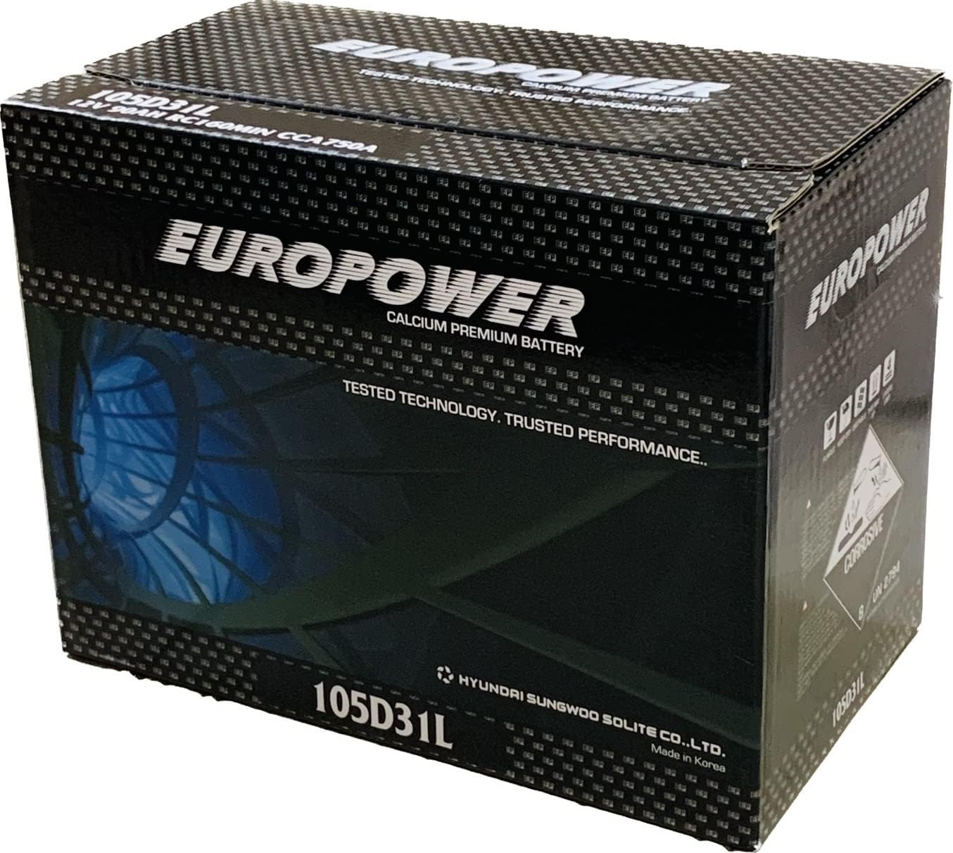 Amazon | EURO POWER ユーロパワー 国産車バッテリー 標準車/アイドリングストップ車 Battery (105D31【L ...