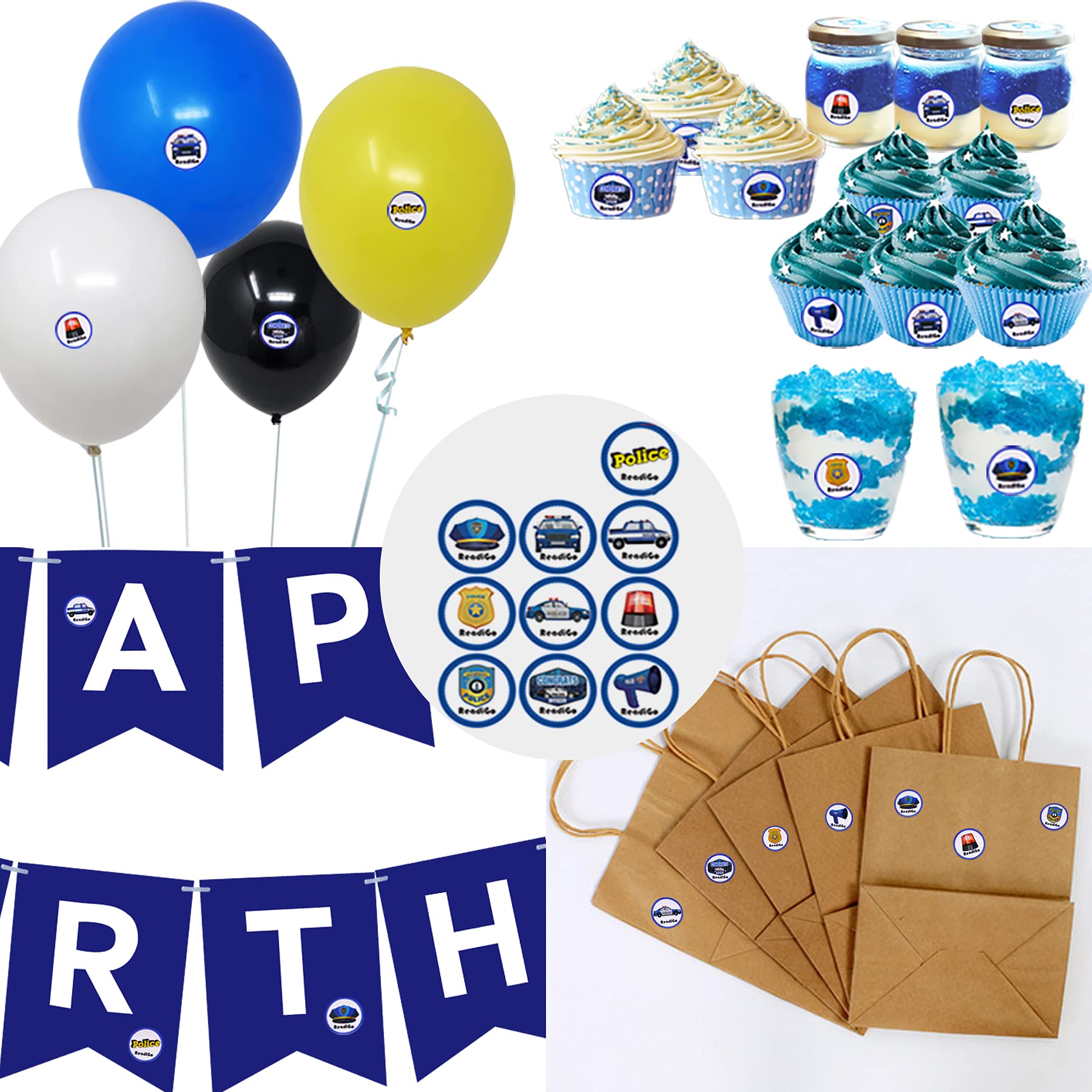 READIGO Police Birthday Party Decoration Supplies for Kid Baby Boy Girl ...