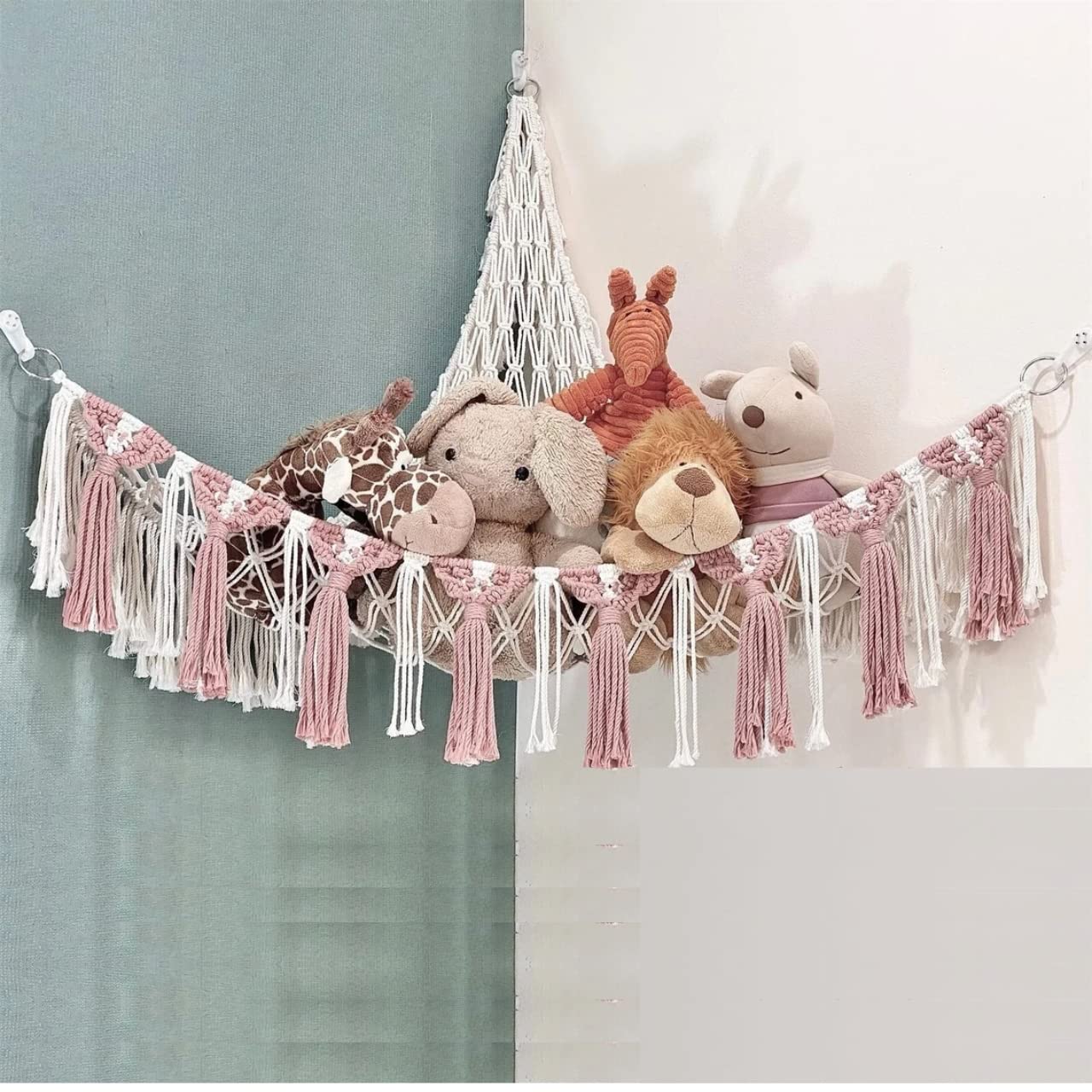 ecofynd Stuffed Soft Toy Organizer, Animal Toy Hammock, Hanging Cotton ...